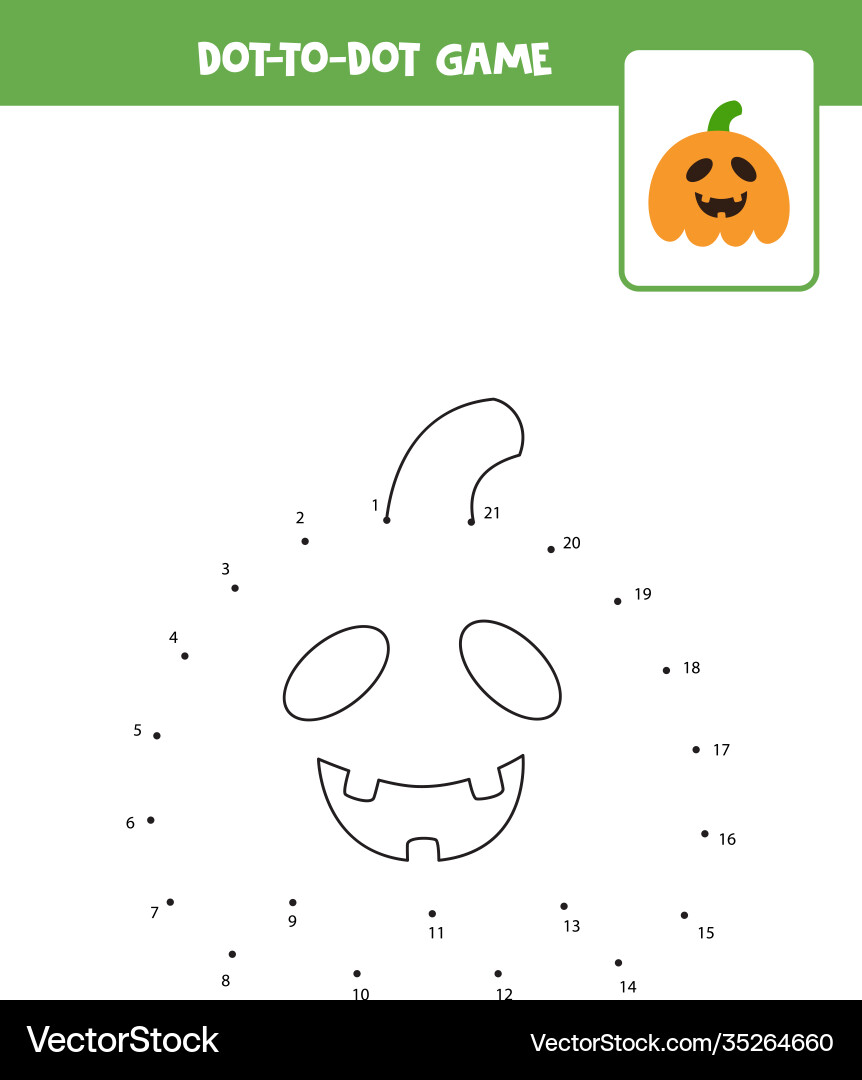 Halloween Dot to Dot Pumpkin Game Royalty Free Vector Image