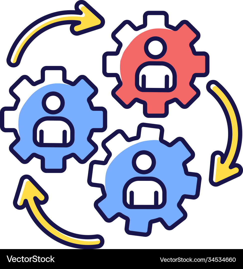 Human synergy rgb color icon Royalty Free Vector Image