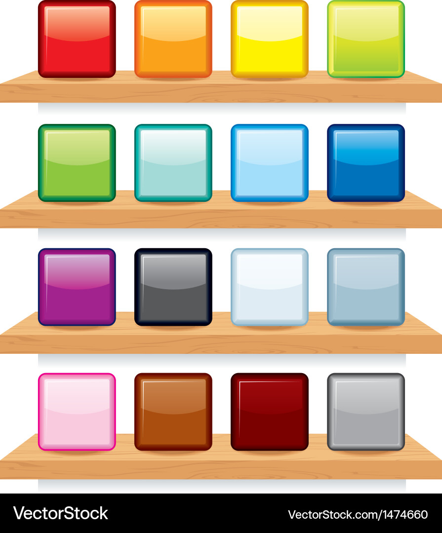Icon on wood shelf display template design Vector Image