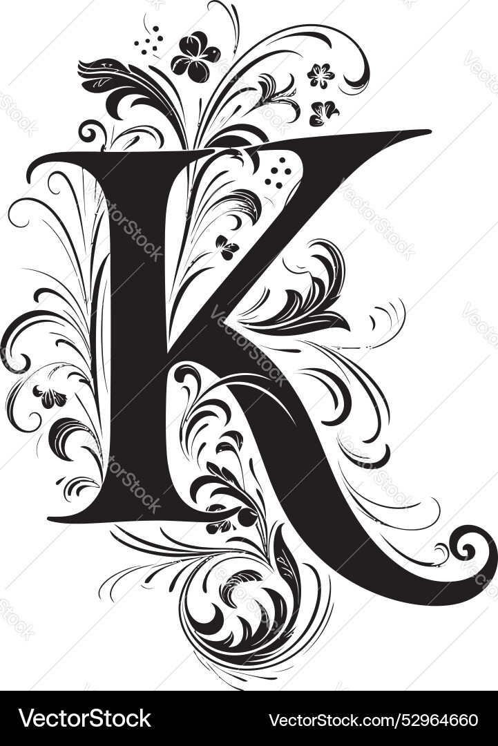 Kaleidoscopic artistry creative font k Royalty Free Vector