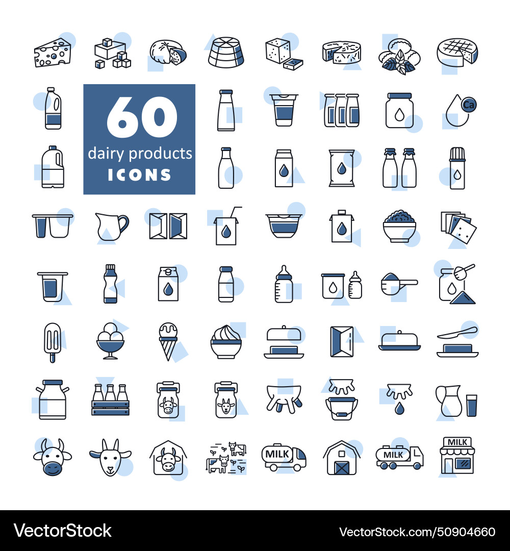 Milk dairy products icon set Royalty Free Vector Image