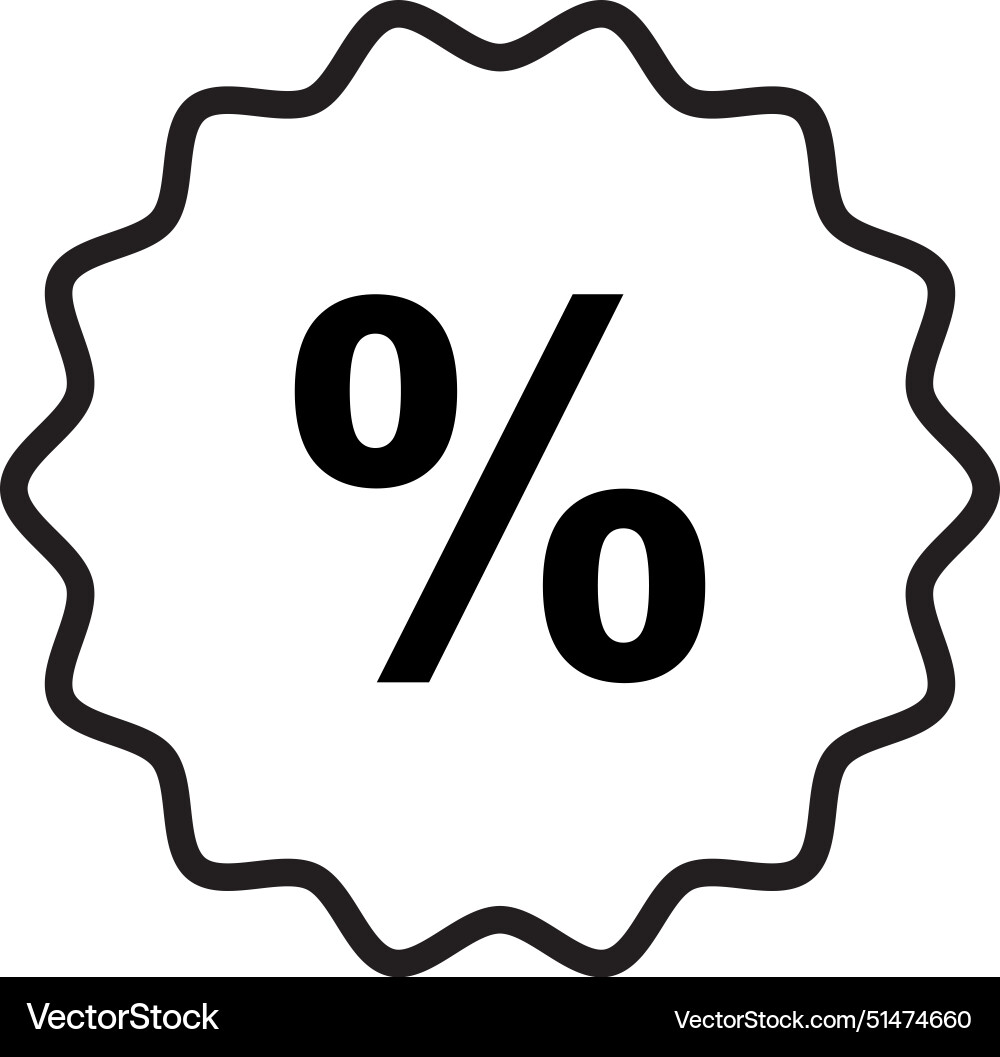 Percentage symbol sign in zig zag Royalty Free Vector Image