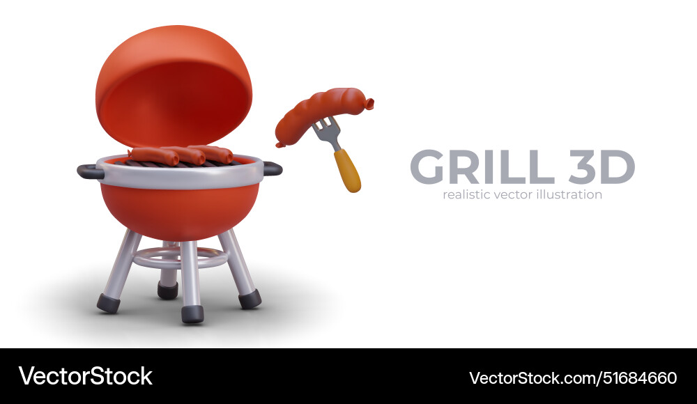 Realistic open grill for cooking on fire Vector Image