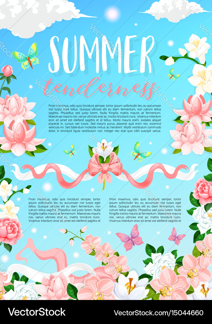 Summer time flowers floral poster Royalty Free Vector Image