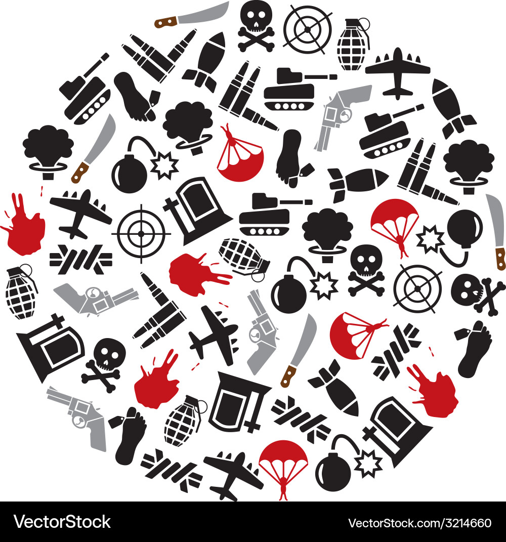 War icons in circle Royalty Free Vector Image - VectorStock