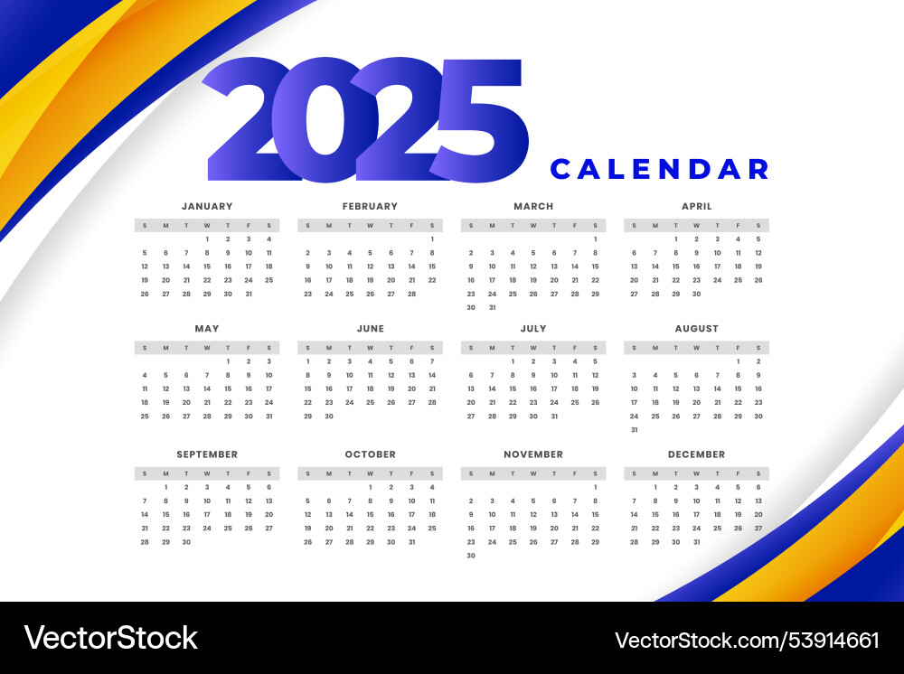 2025 full page calendar template in modern style Vector Image
