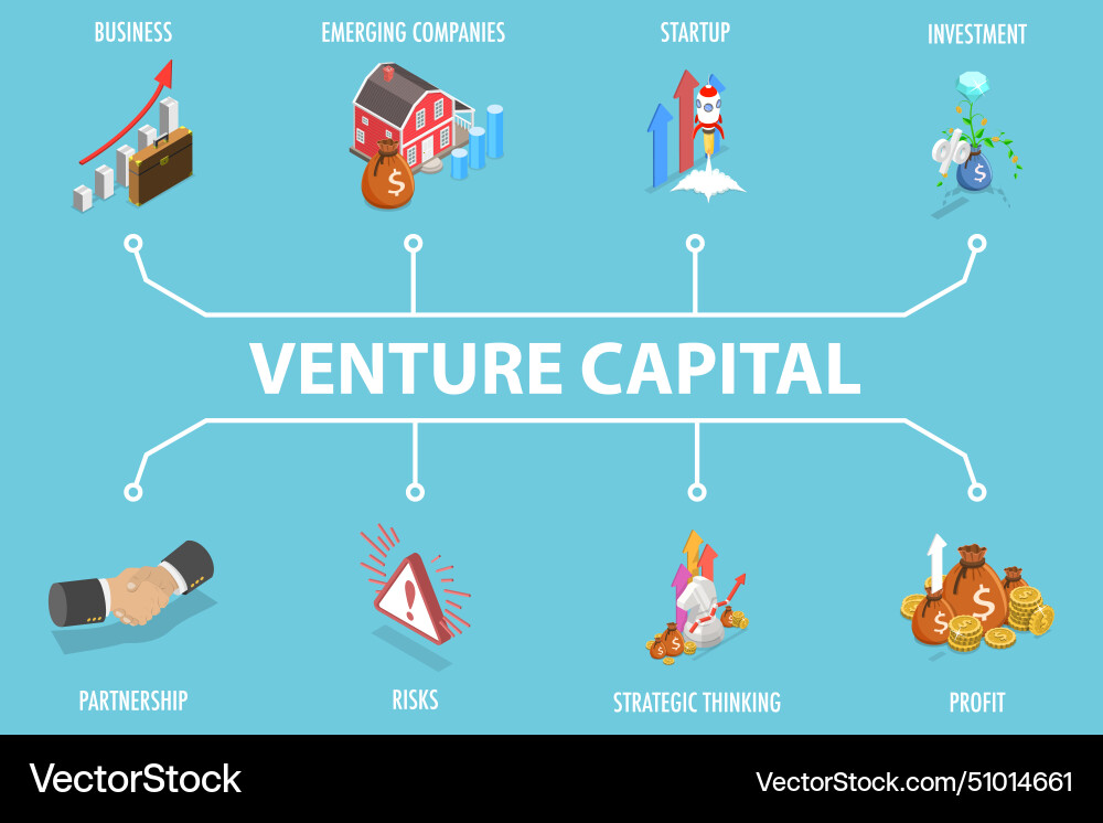 3d isometric flat of venture Royalty Free Vector Image