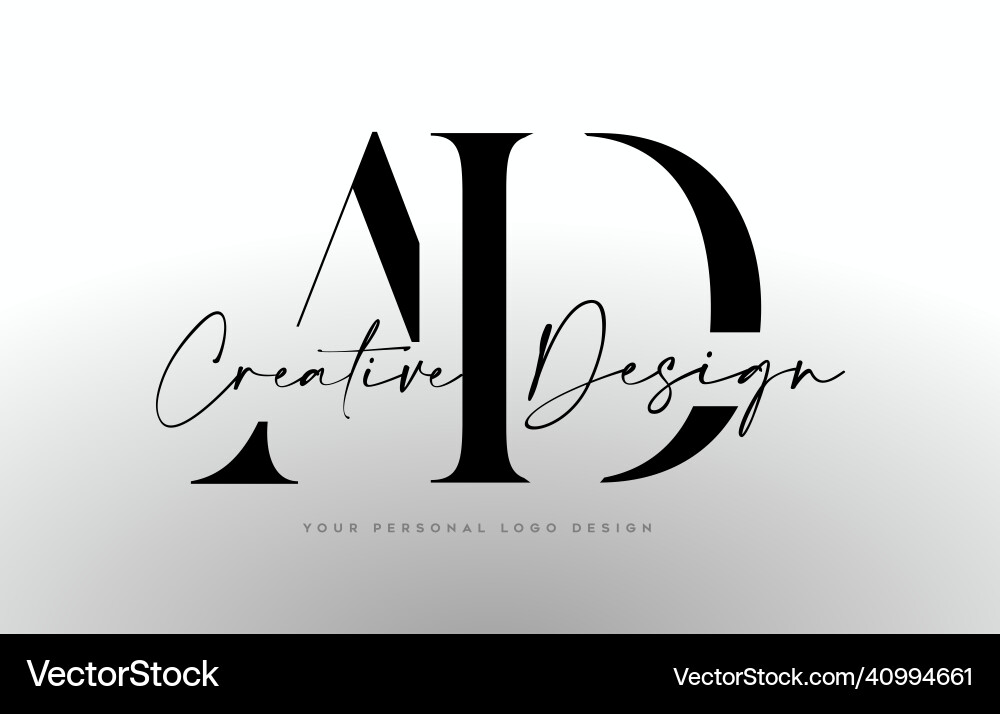 Ad letter logo design icon with serif font Vector Image