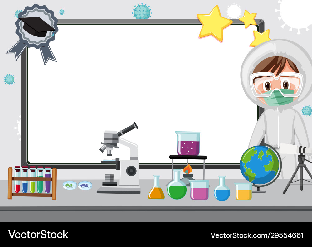 Banner template with woman working in lab Vector Image