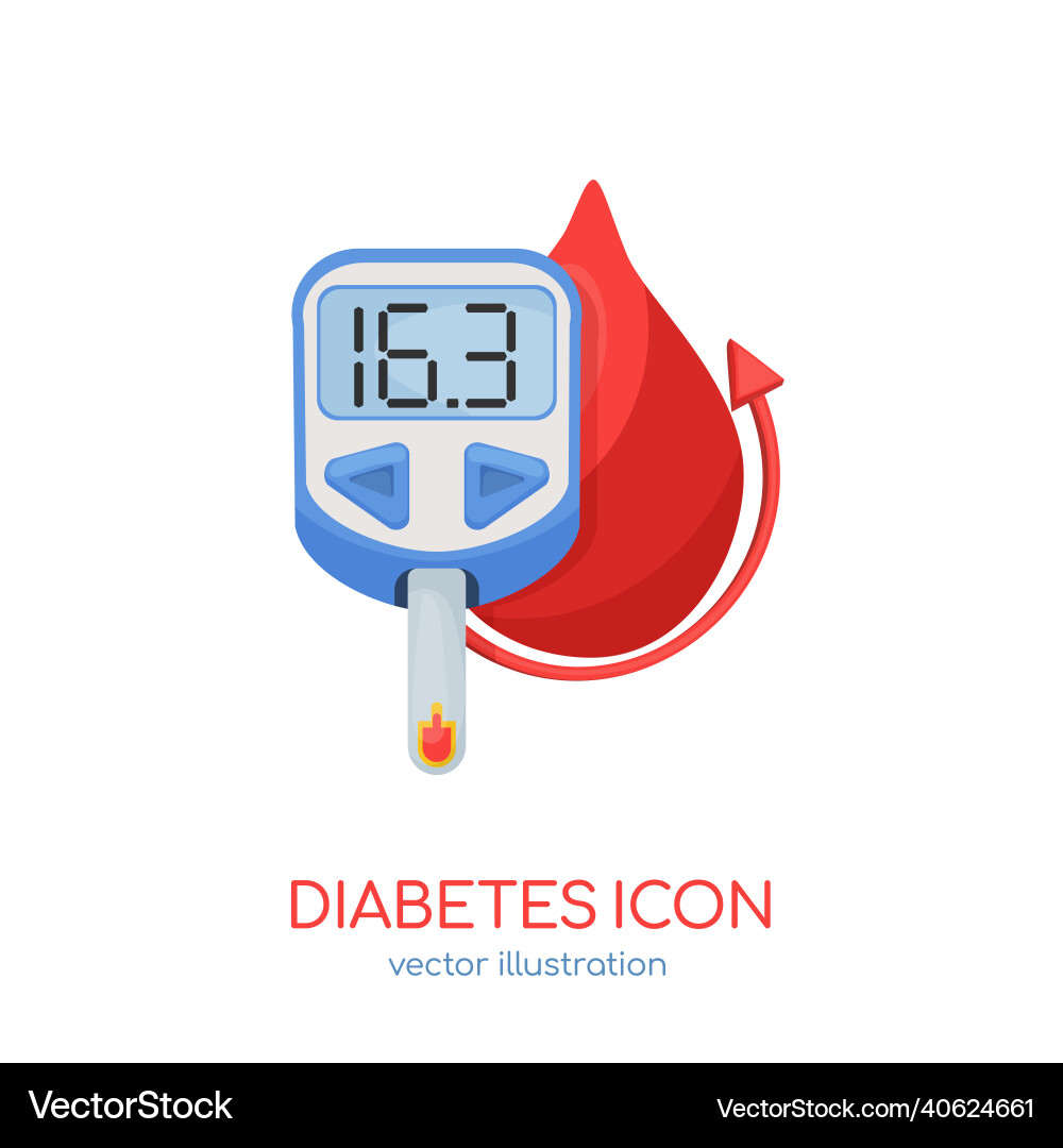 Beautiful diabetic icon glucometer cartoon Vector Image