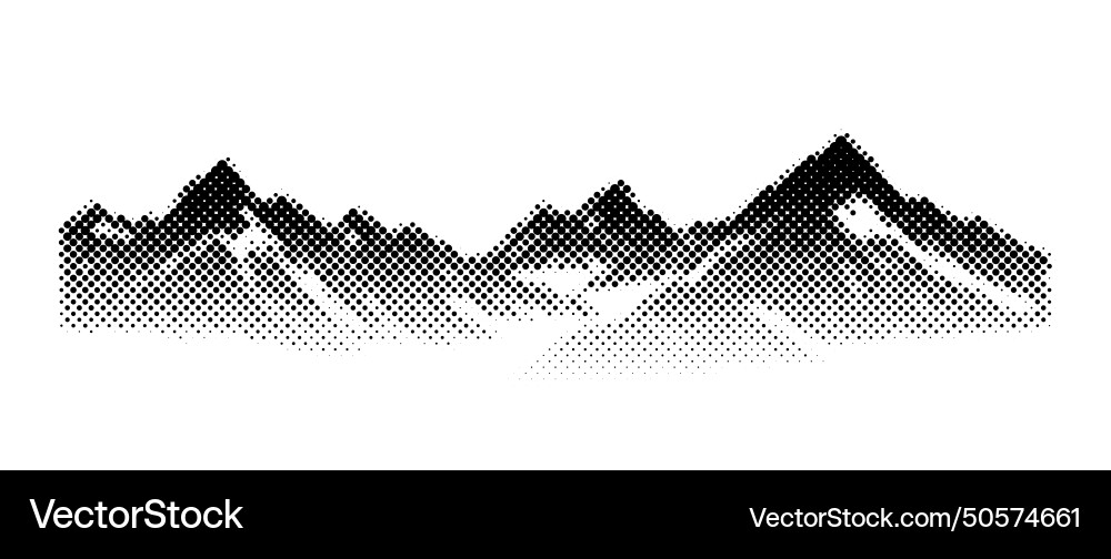 Black halftone mountain range grunge textured Vector Image