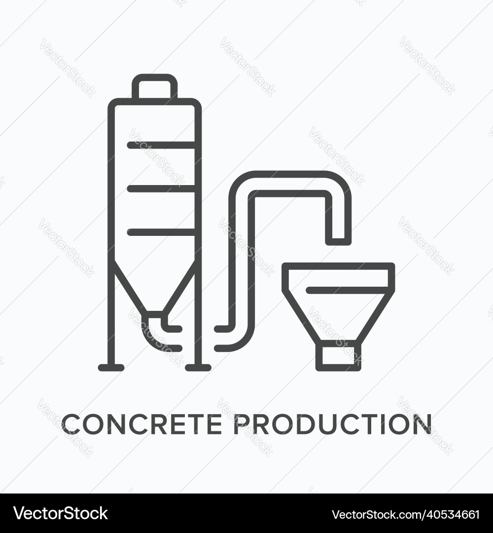 Concrete production flat line icon outline Vector Image