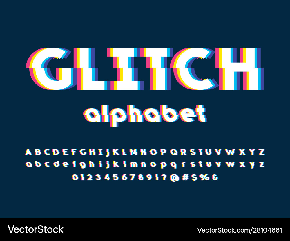 Glitch font Royalty Free Vector Image - VectorStock