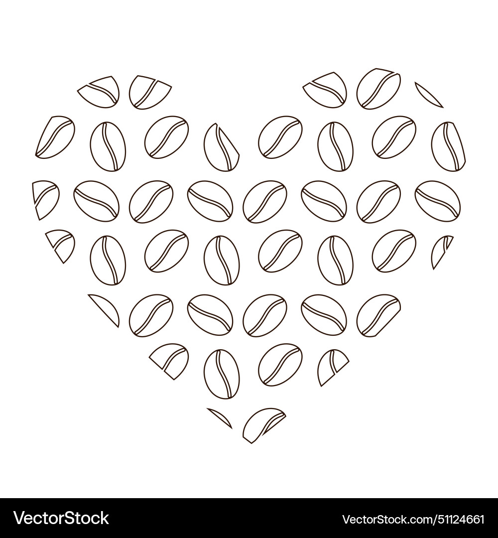 Heart shape with a pattern of coffee beans Vector Image