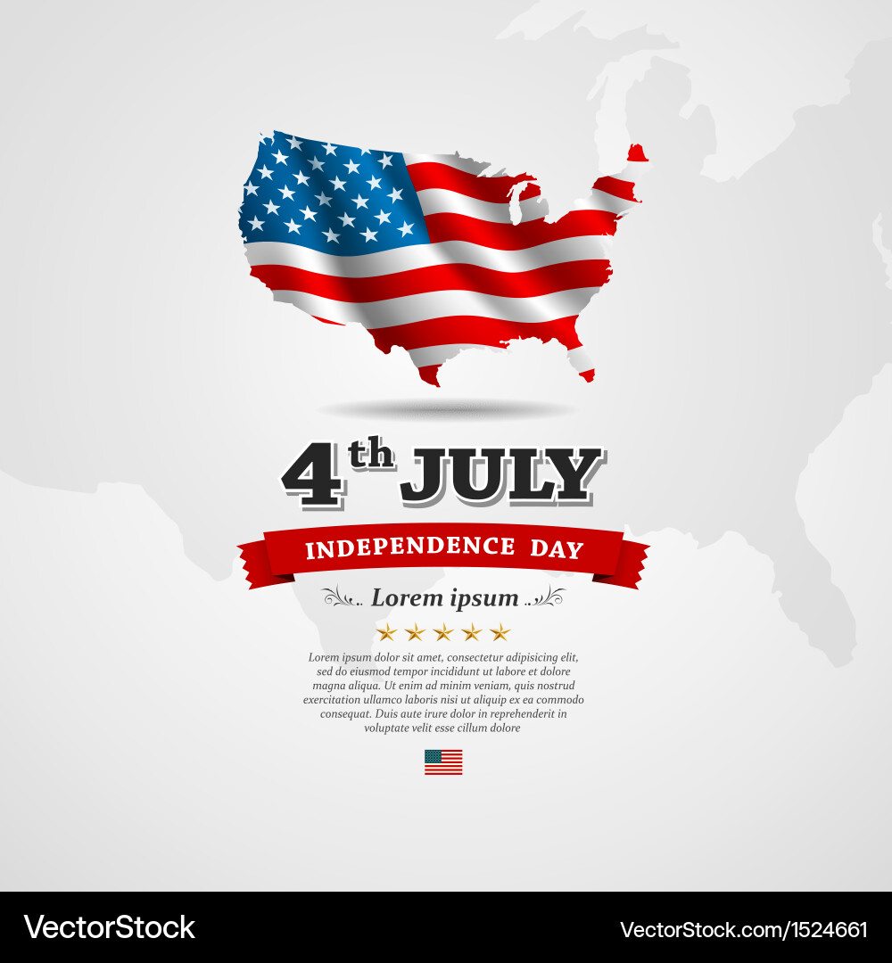 Independence Day Map with American Flag Royalty Free Vector