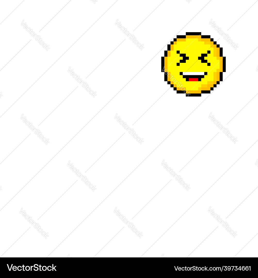 Pixel 8 bit yellow circle with smile isolated Vector Image