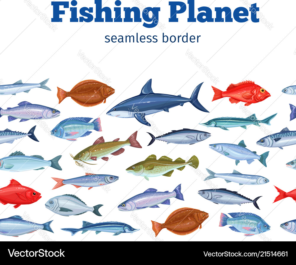 Seamless border fish Royalty Free Vector Image