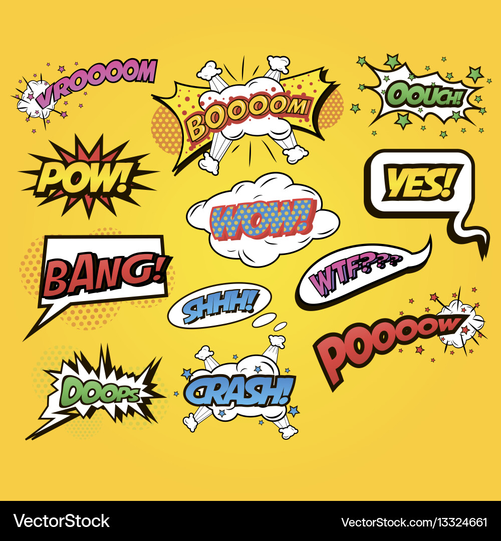 Speech bubbles comics and exclamations Royalty Free Vector