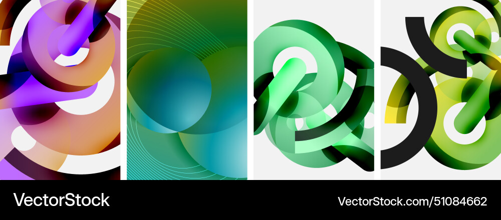 A collage of four different colored swirls Vector Image