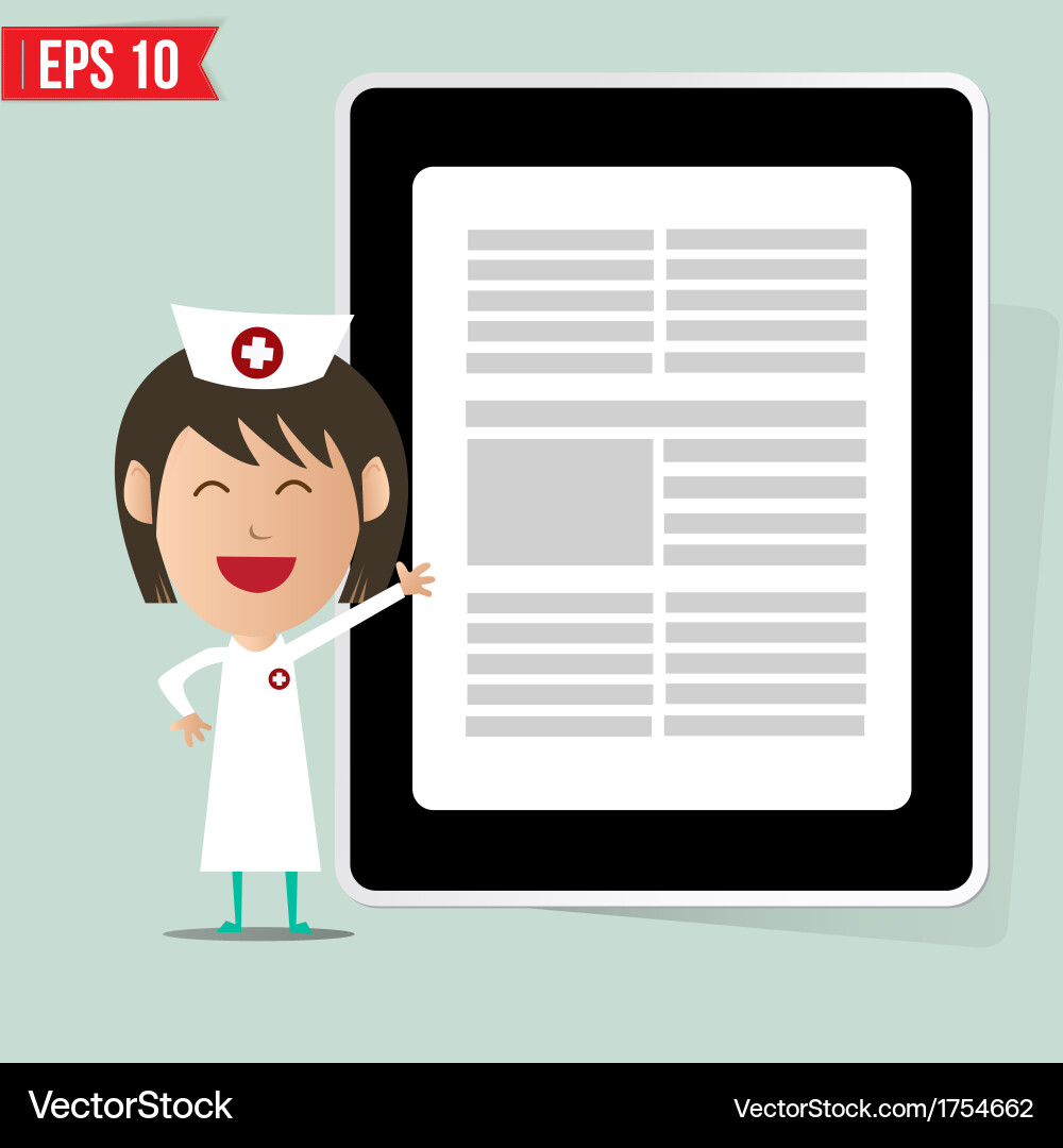 Cartoon nurse showing a report - eps10 Royalty Free Vector