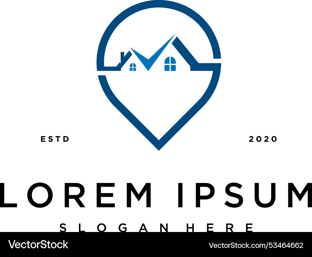 Creative home pin logo design concept Royalty Free Vector