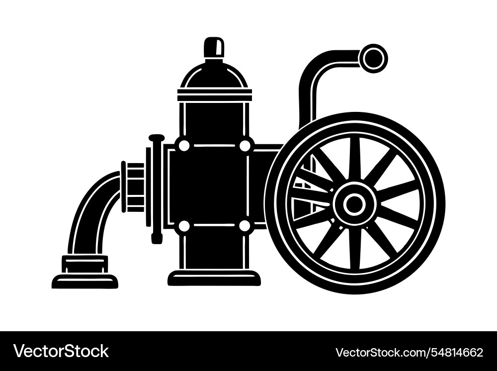 Fire pump art silhouette Royalty Free Vector Image