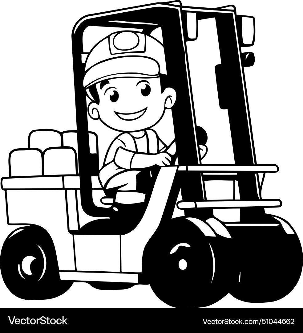Forklift loader cute cartoon isolated on white Vector Image