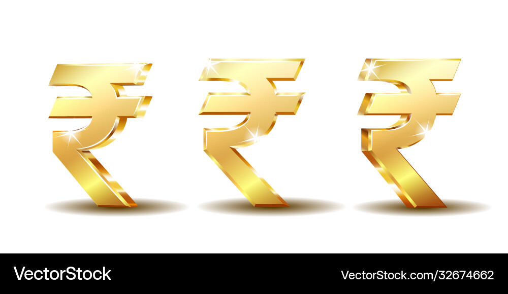 Golden rupee currency icon isolated on white Vector Image
