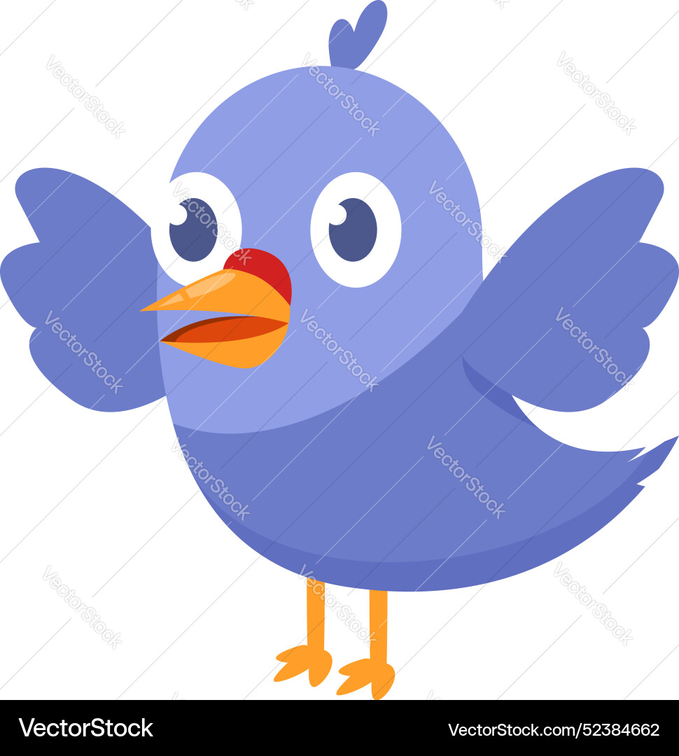 Happy blue bird fluttering its wings and chirping Vector Image