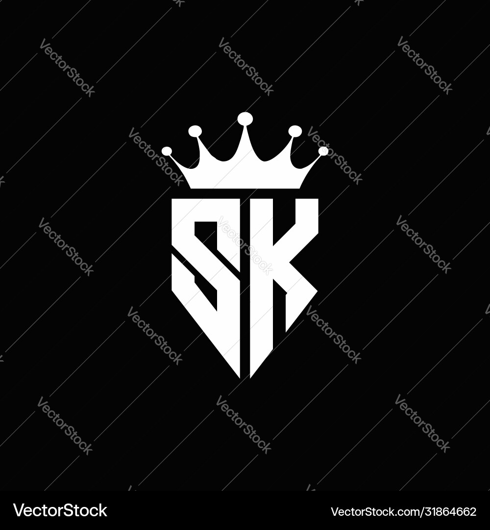 Sk logo monogram emblem style with crown shape Vector Image