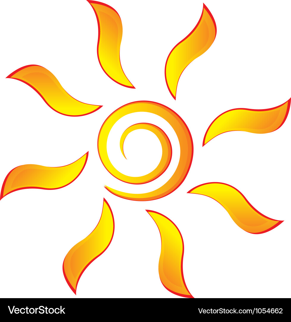 Sun with swirly rays logo Royalty Free Vector Image