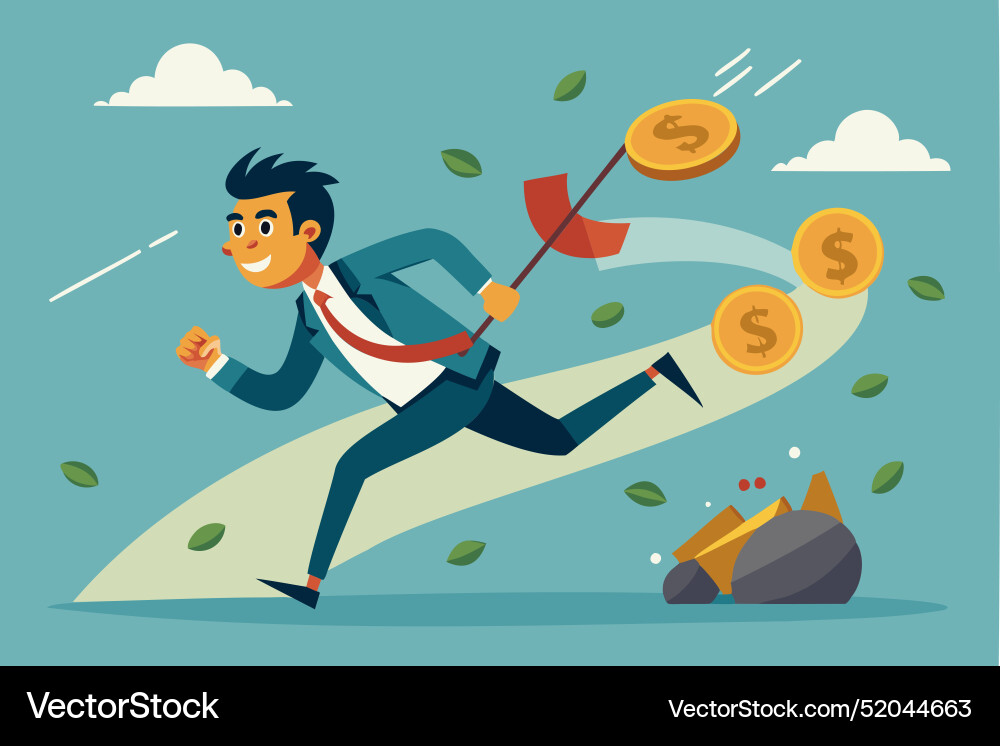 Businessman chasing money Royalty Free Vector Image