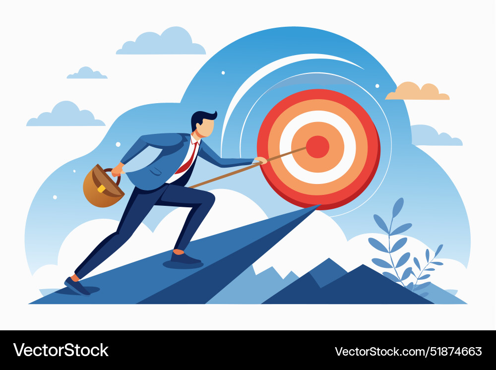Businessman reaching for success target Royalty Free Vector
