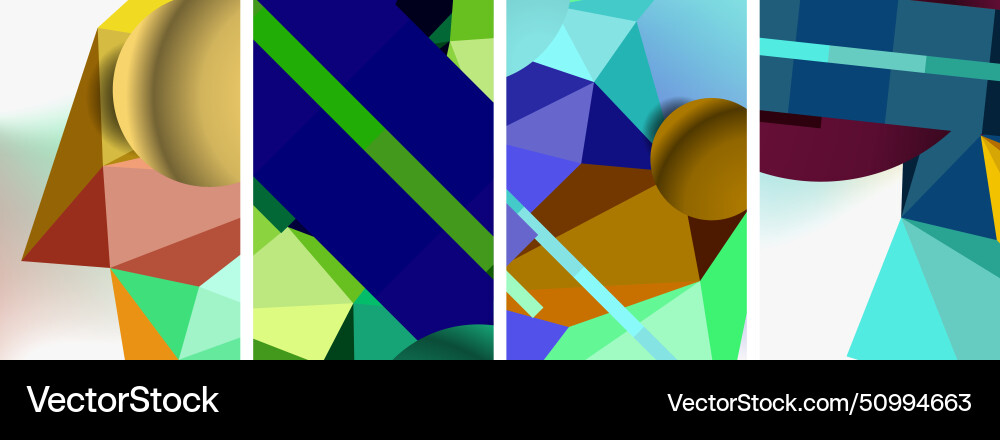 Colorful geometric shapes form a symmetrical Vector Image