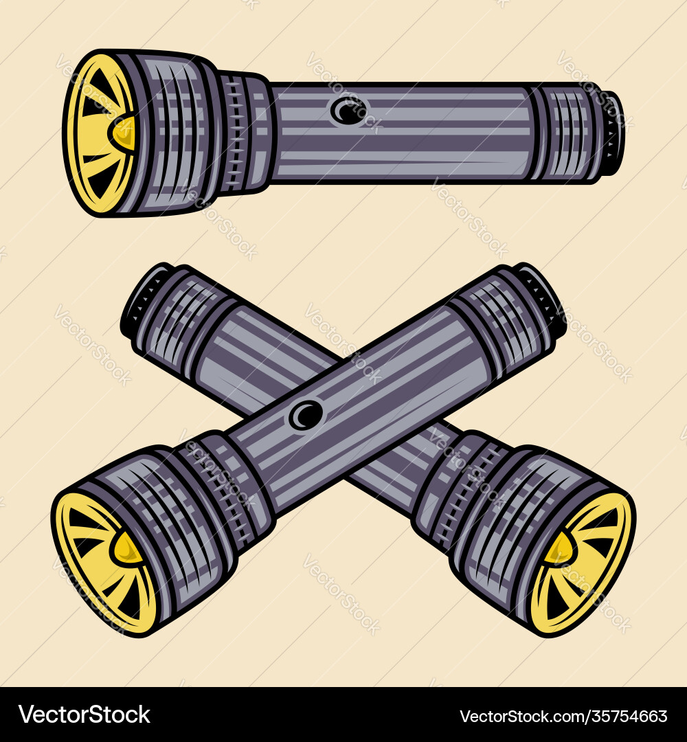 Flashlight set objects or design Royalty Free Vector Image
