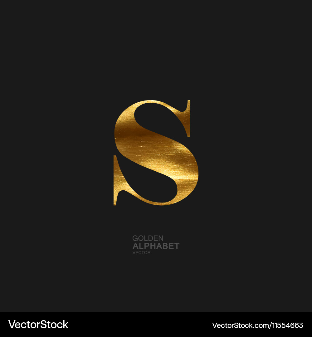Golden letter s Royalty Free Vector Image - VectorStock