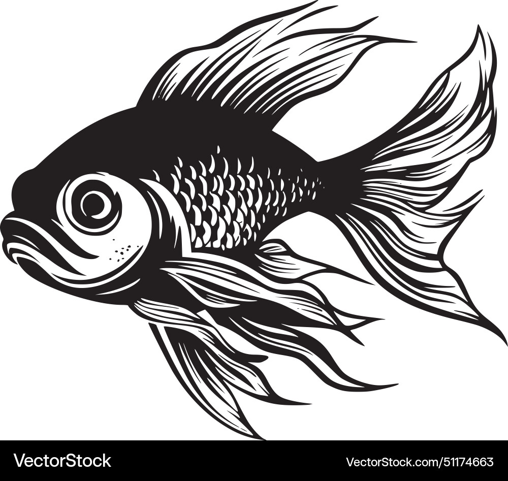 Goldfish - black and white isolated icon Vector Image