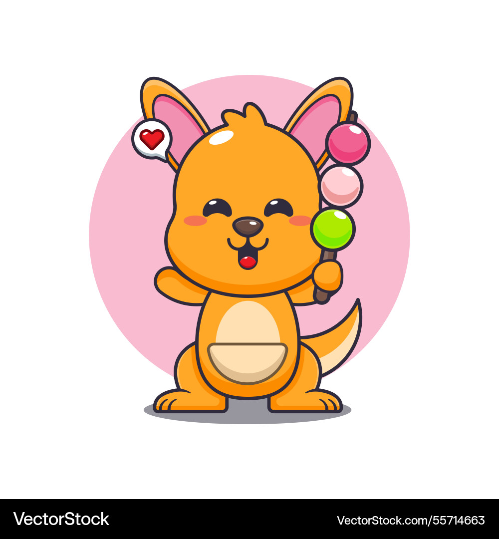 Kangaroo cartoon eating dango Royalty Free Vector Image