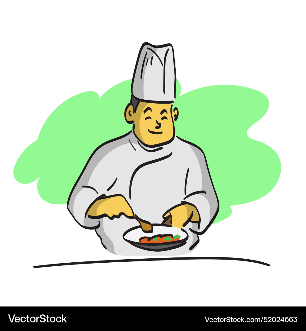Male chef wearing a white uniform Royalty Free Vector Image