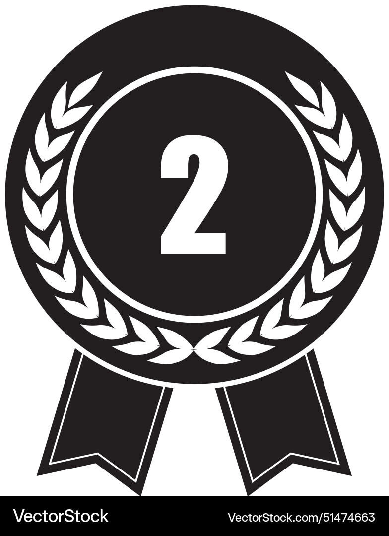Medal ribbon 2nd award black prize challenge Vector Image