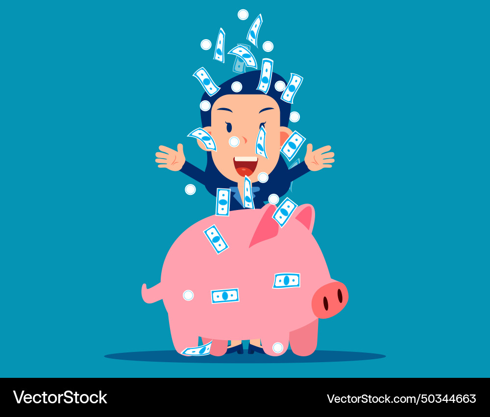 Money falling from sky at business people Vector Image