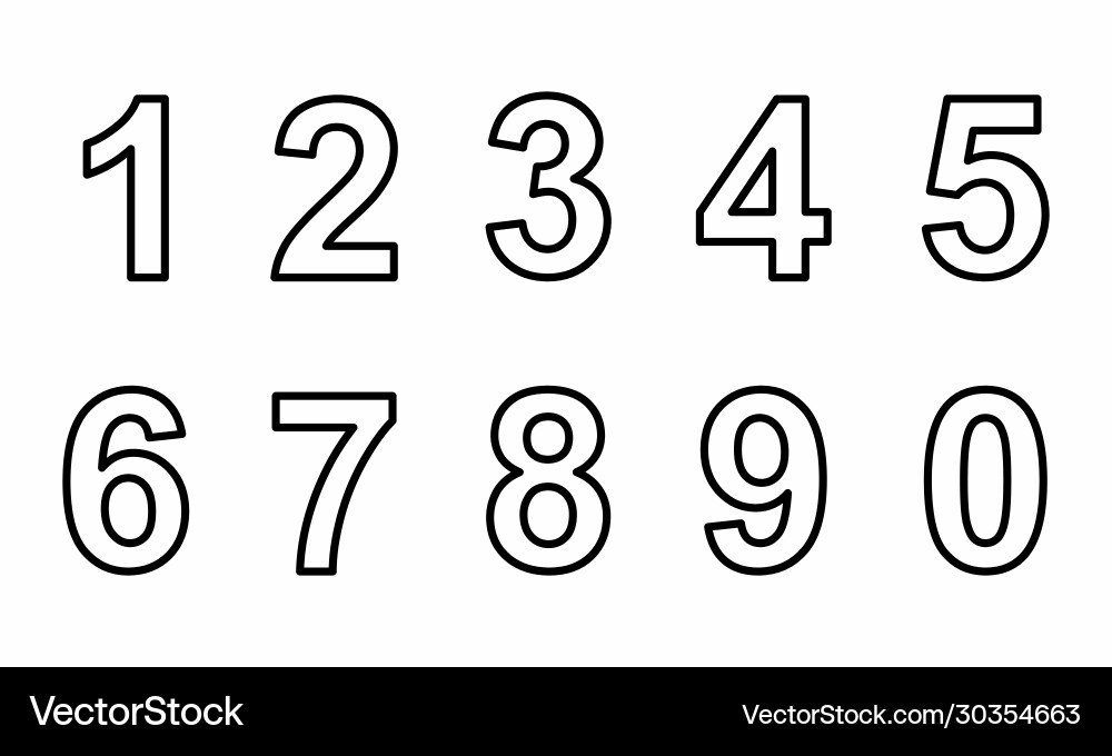 Outline numerals set Royalty Free Vector Image