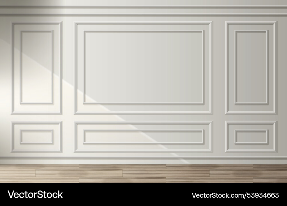 Room interior with white classic wall panel Vector Image