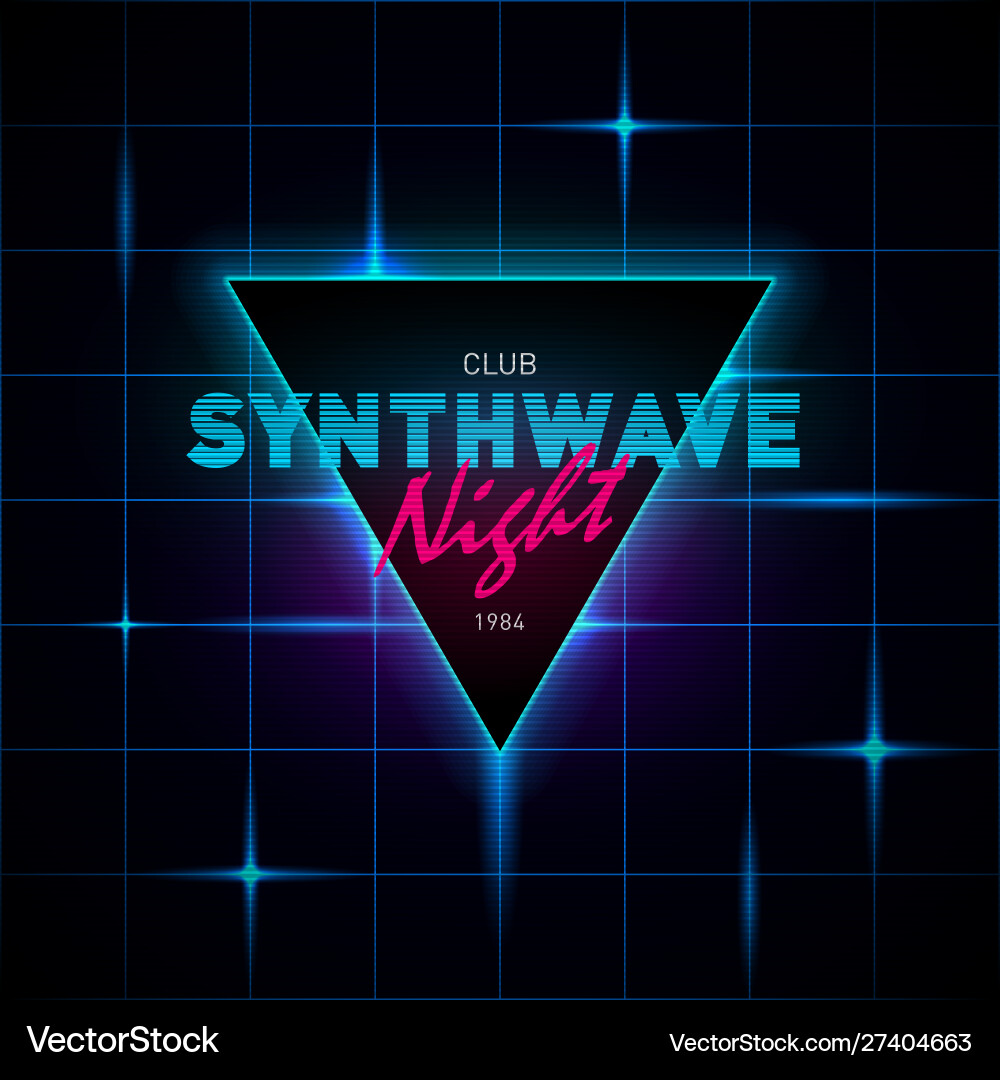 Synthwave retrowave triangle with blue and pink Vector Image