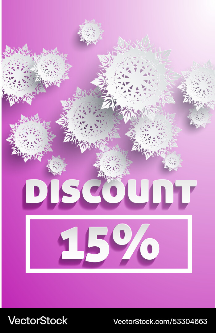 Winter discount 15 percent banner with white Vector Image