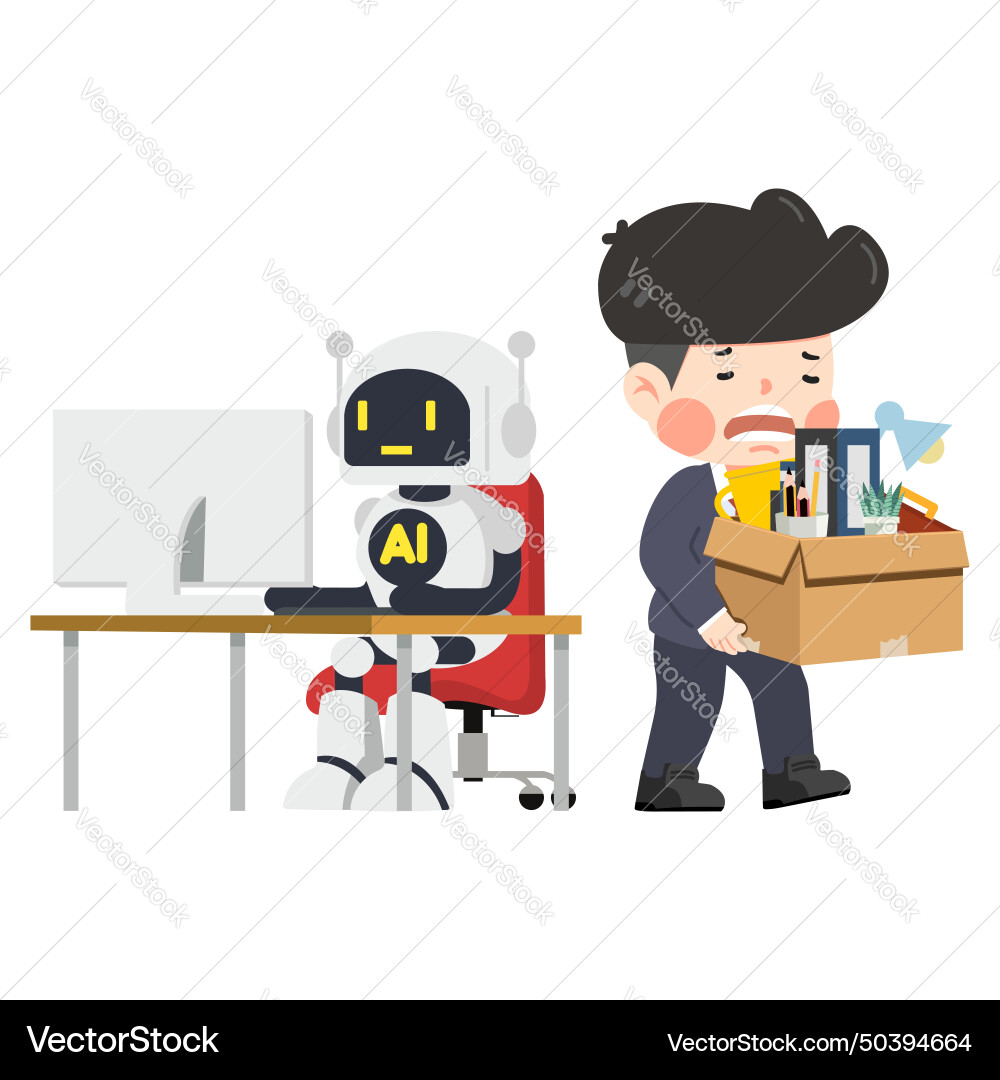 Artificial intelligence replace human employee Vector Image
