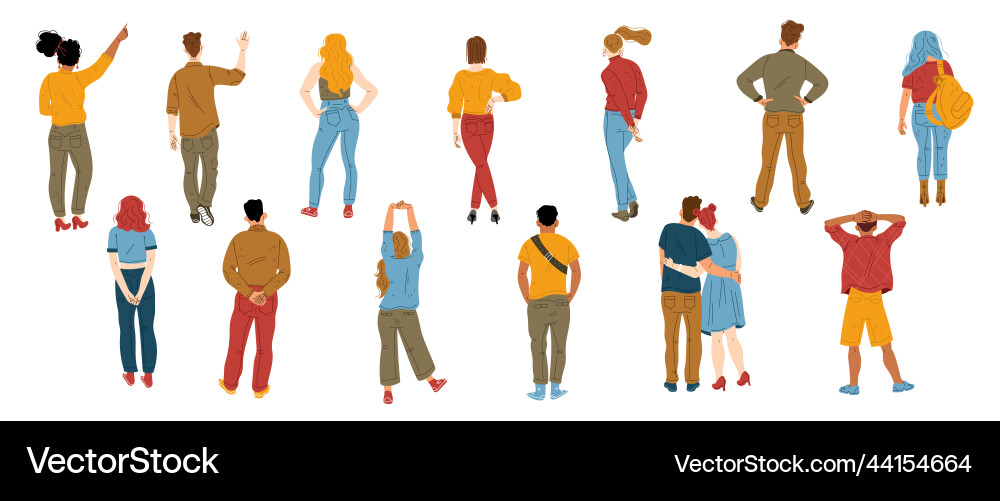 Back view of standing diverse people Royalty Free Vector