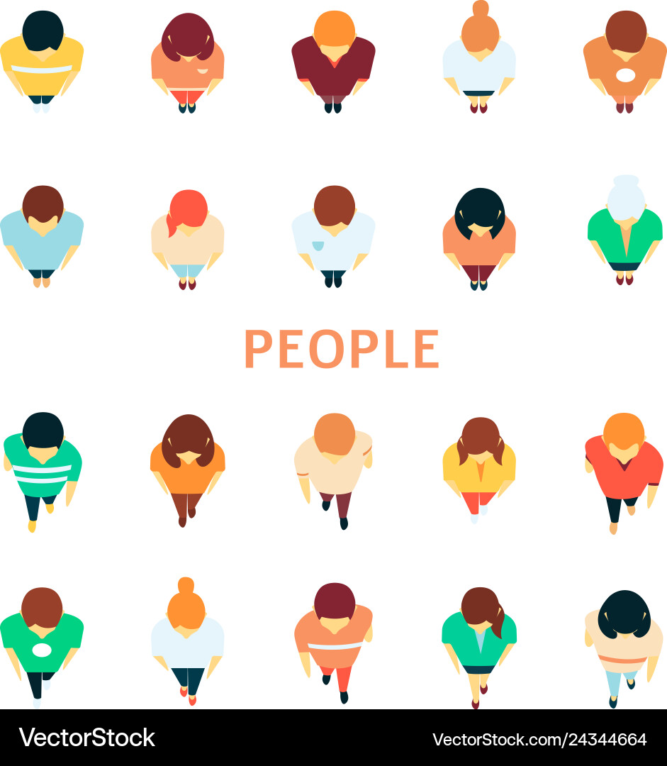 People in crowd top view icon set Royalty Free Vector Image