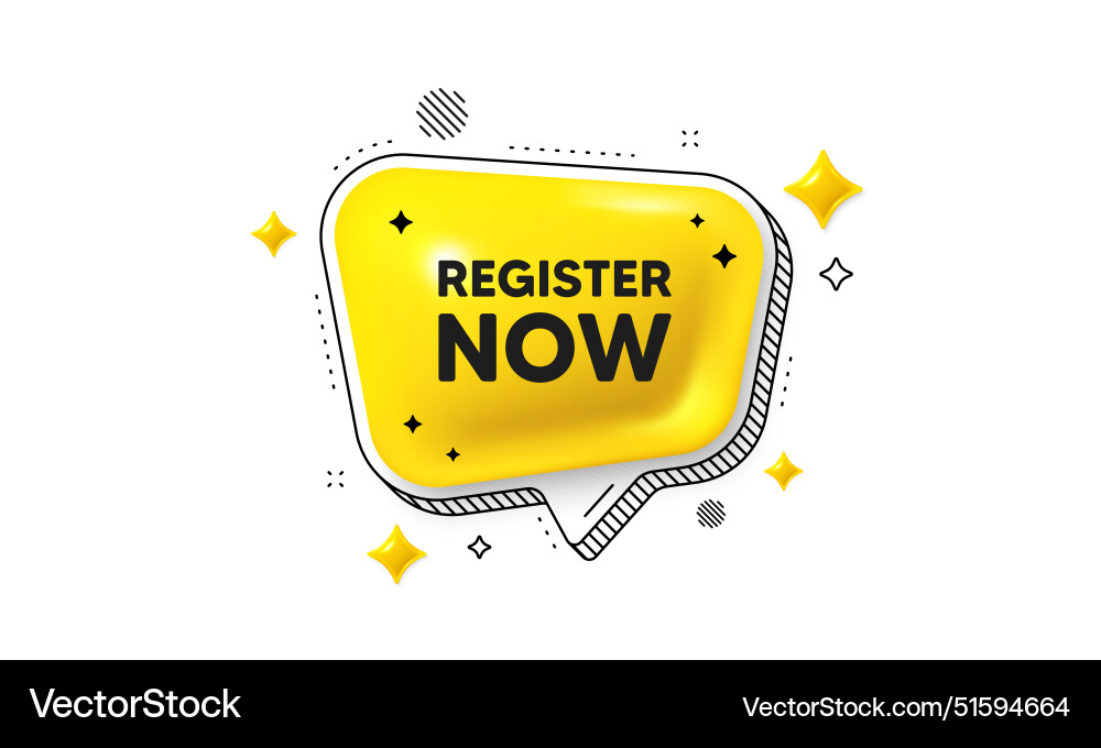 Register now tag free registration offer chat Vector Image