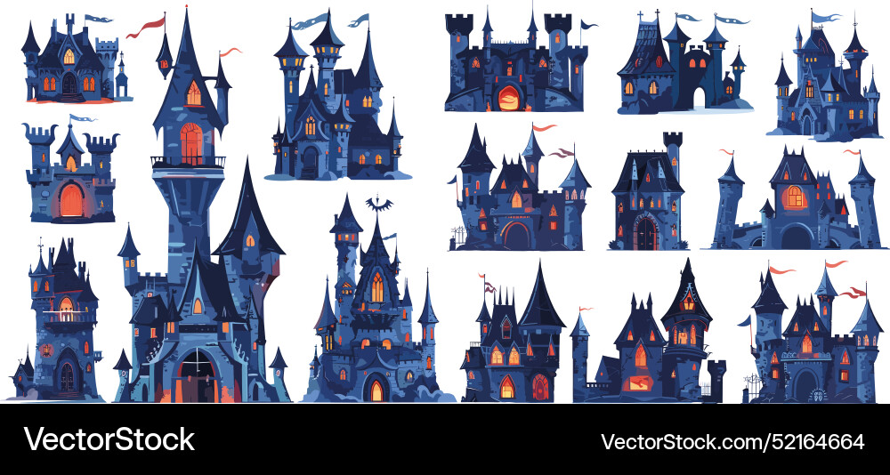Scary gothic castles night medieval castle horror Vector Image
